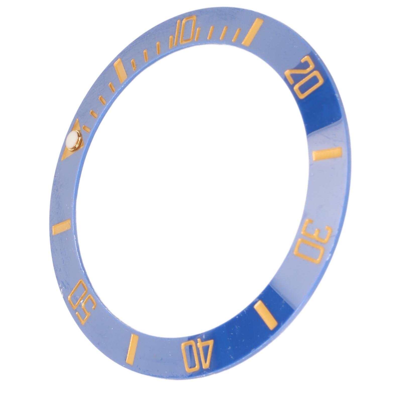 Кольцо для вставки в безель для часов диаметром 40 мм, прозрачная шкала, светящаяся керамическая сменная вставка в безель, золотой символ, синяя задняя часть
