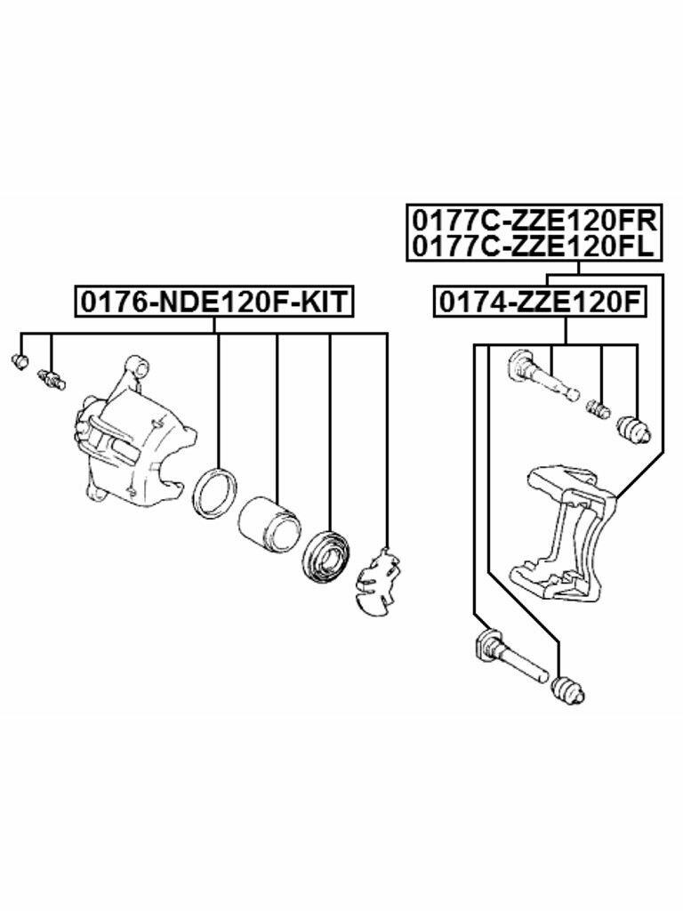Скоба переднего левого тормозного суппорта (с направляющими) TOYOTA 0177C-ZZE120FL FEBEST.