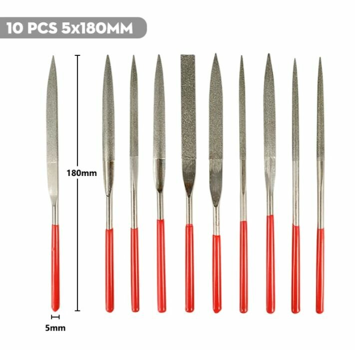 Надфили по металлу набор XCAN, алмазные, 5х180мм, 10 предметов