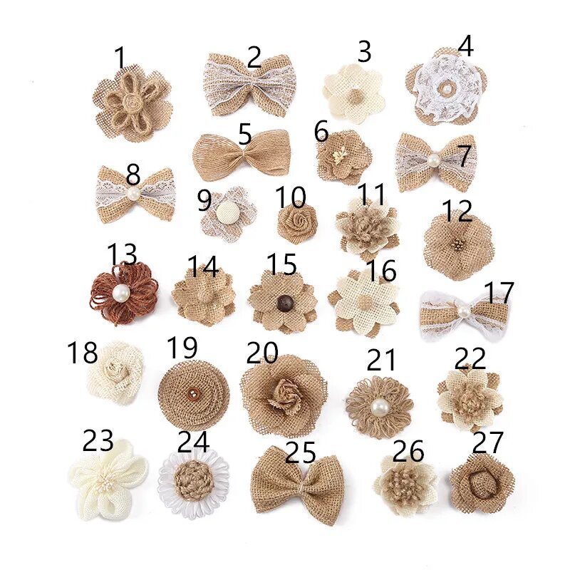 Искусственные цветы розы из джута, 5 шт. 22