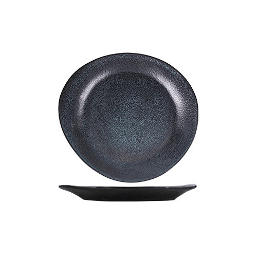 Тарелка "Млечный путь изумрудный", фарфор, высота 3, длина 32, ширина 29см, изумруд, черный