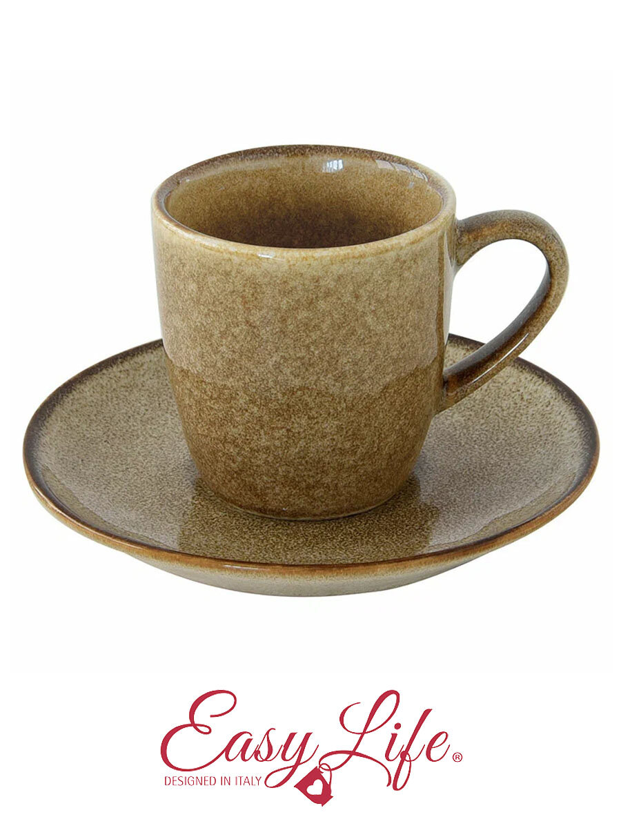 Кофейная пара Easy Life Genesis terra, 80 мл, 2 предмета, керамика, бежевая