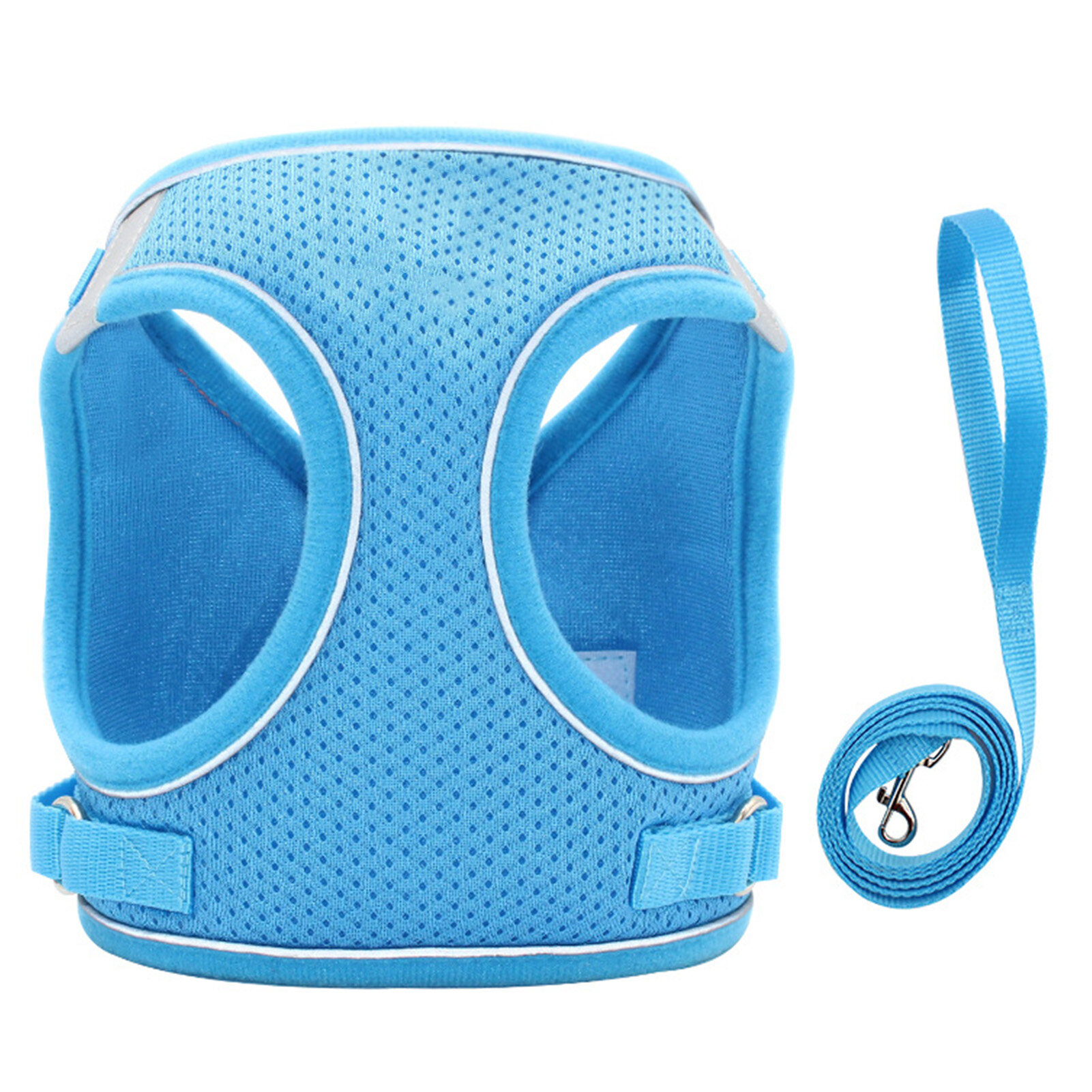 Поводок-шлейка для домашних животных, дышащий светоотражающий жилет для кошек с вращающимся на 360 градусов крюком для крепления принадлежностей.