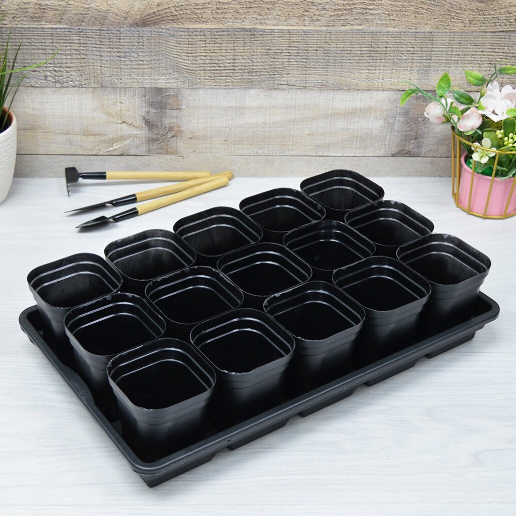 Набор для рассады «Сезон» 15 стаканчиков с поддоном, пластик, компактное размещение