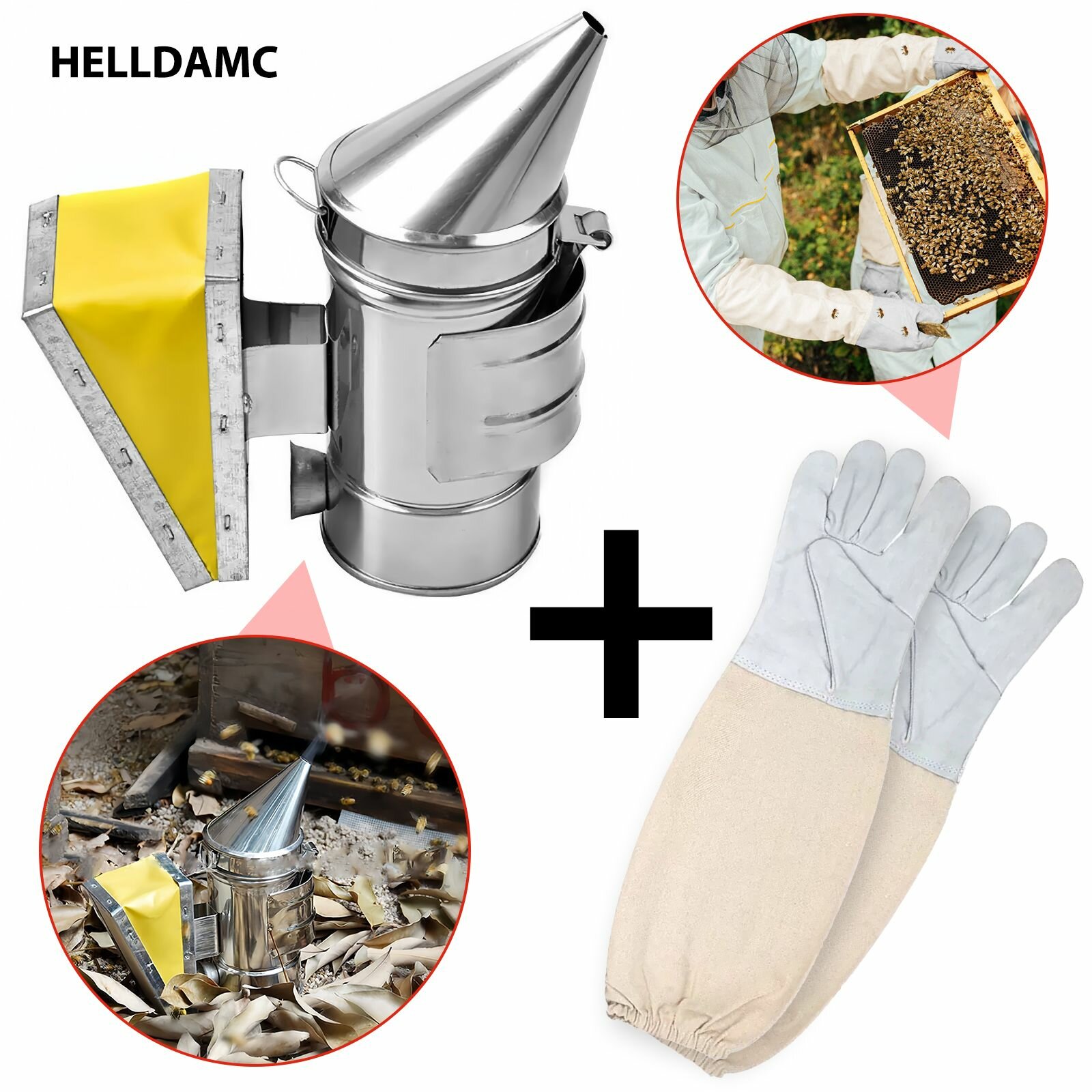HELLDAMCП человодческий комплект Дымарь Для Пчеловодства Перчатки пчеловода