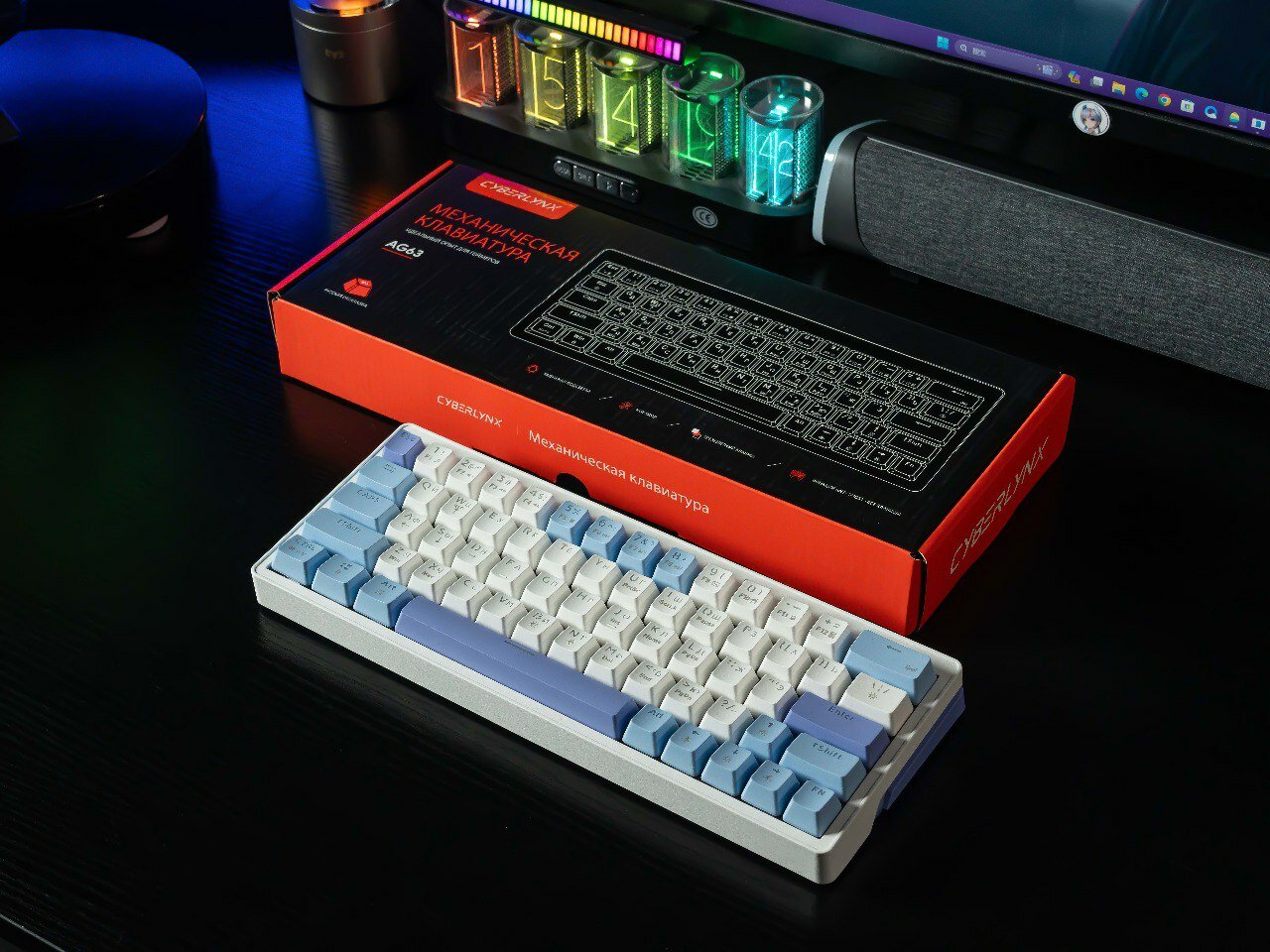 Клавиатура игровая механическая Cyberlynx AG63 Outemu Red, белый цвет