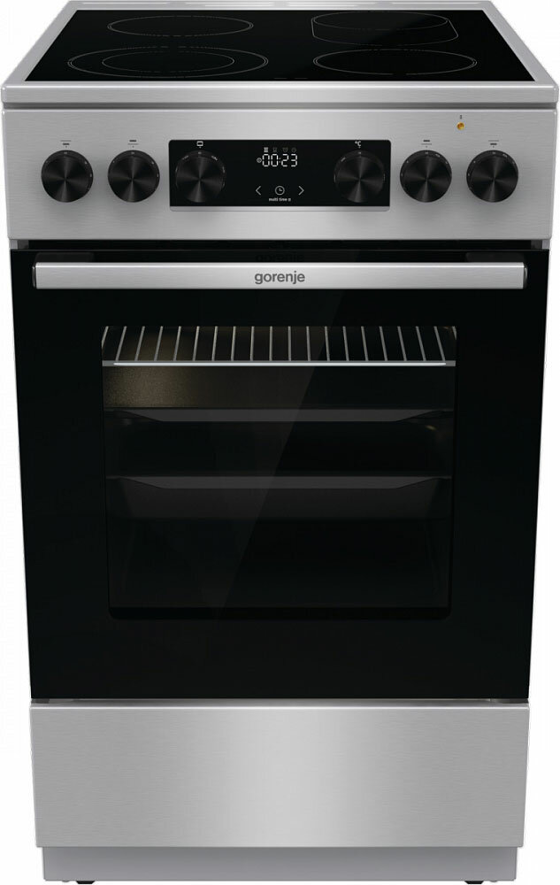 Электроплита Gorenje GEC5C40XAOT 50 см, 70 л, 4 конфорки, серебристый