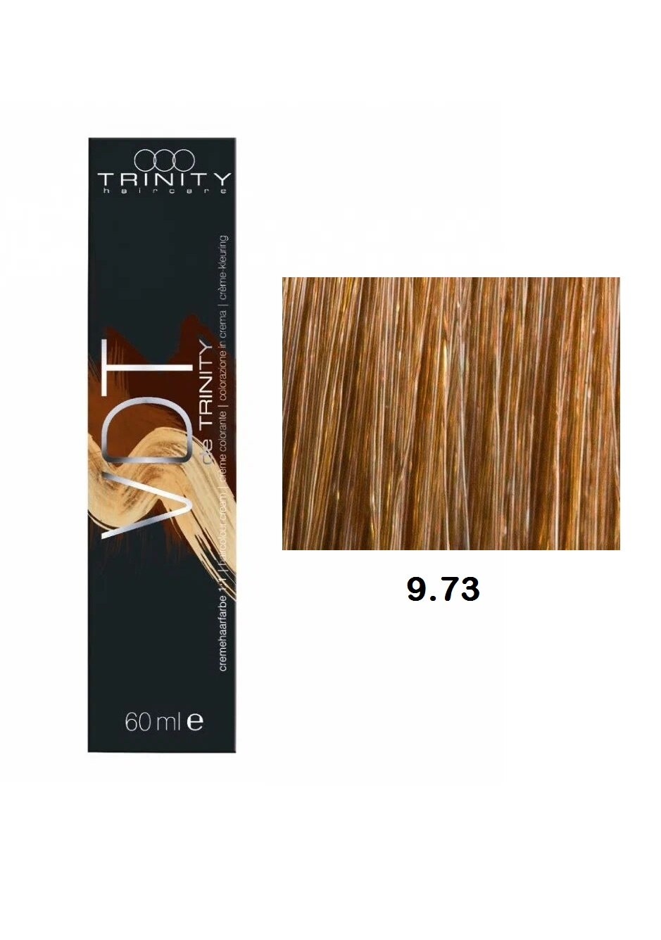Trinity VDT Стойкая краска для волос 60 мл - VDT 9.73 zimt gold Очень светлый блонд коричнево-золотистый