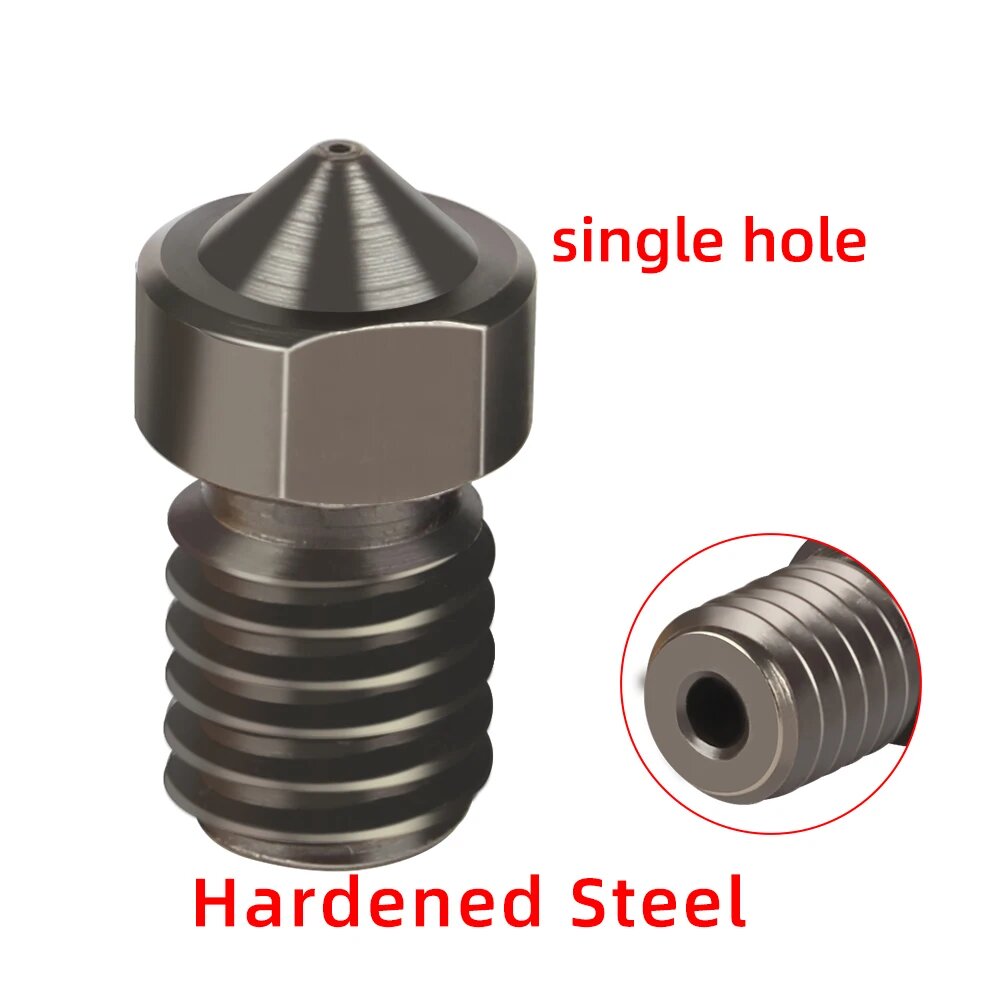 Запчасти для 3D-принтера, сопло из закаленной стали E3D V5 V6, высокотемпературная сопла M6, резьба 0,4/0,6/1,8/1,0/1,75 мм, стальная форсунка из штампованной стали