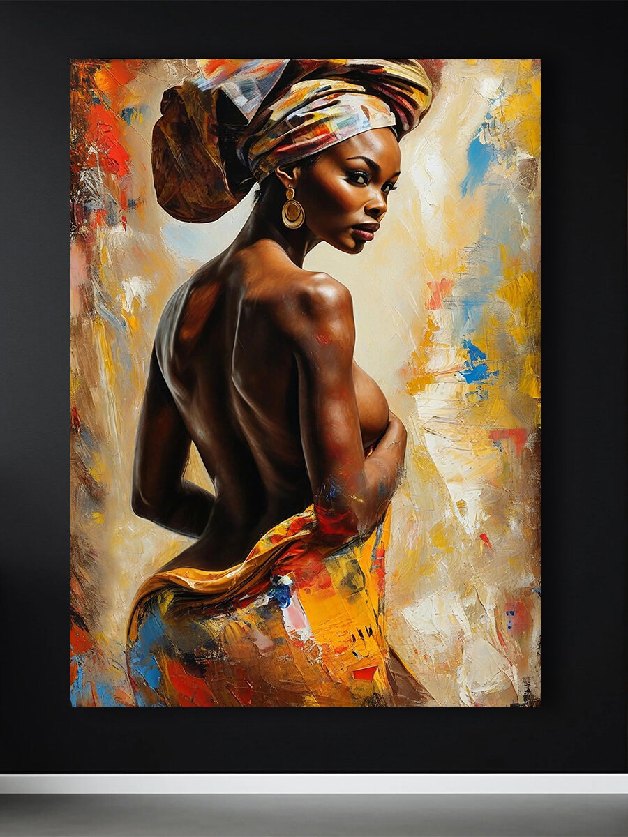 Картина интерьерная - "Негритянка эротика африканская женщина" , 40х60 см.