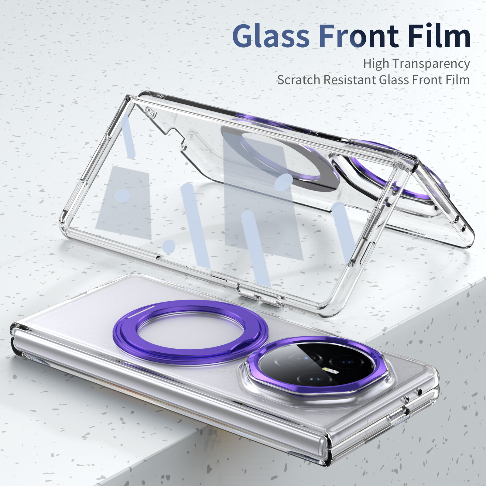 Подходит для Honor Magic V3 / Хонор Меджик V3 Чехол для смартфона, складной подставкой для телефона и защитной пленкой для экрана, Меджик V3, подставка, прозрачный,360° Полная защита, пластик, стекло,