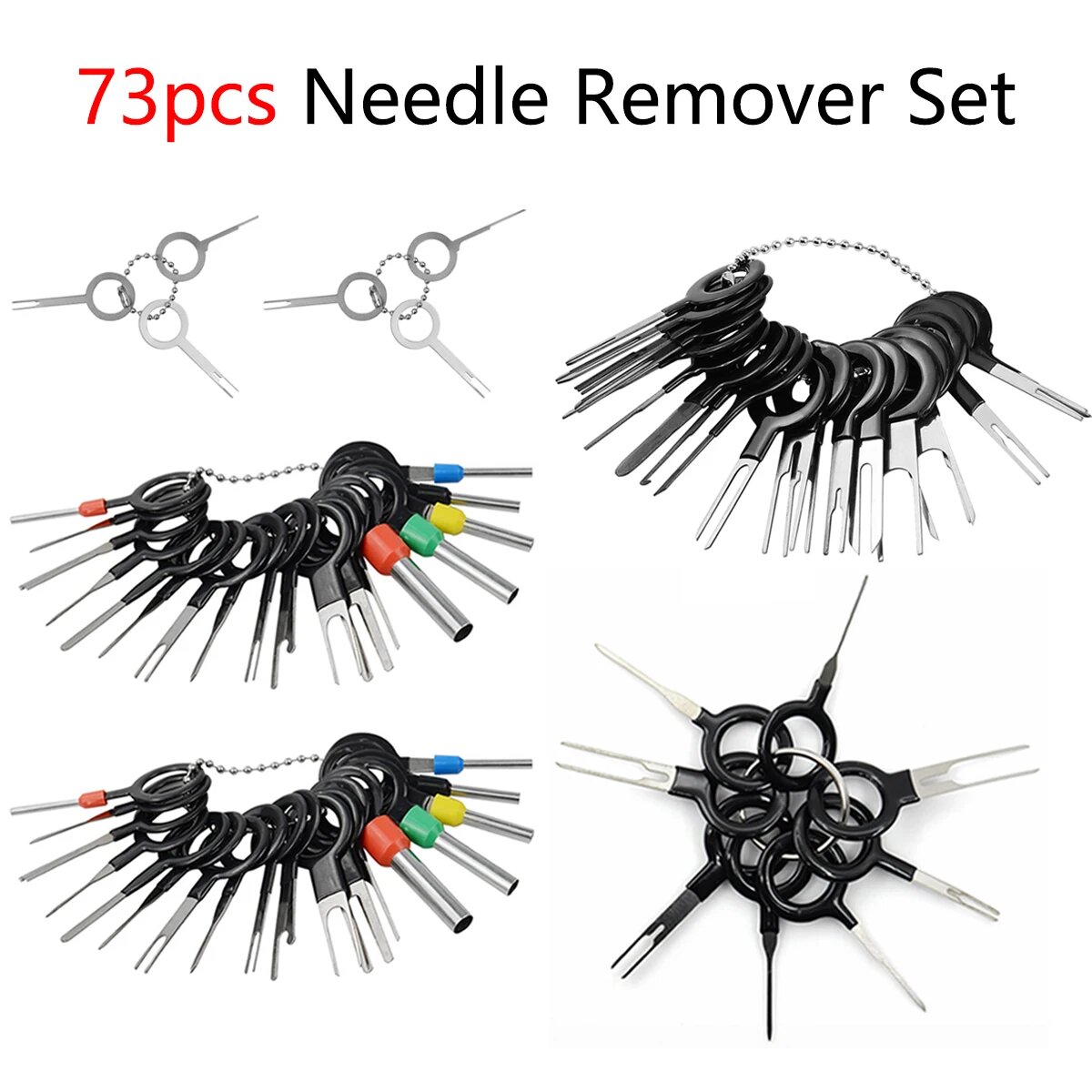 78/82/91 шт, инструменты для ремонта автомобильных терминалов, обжимной разъем для электрической проводки, комплект для извлечения ключей, съемники автомобильных вилок, 73pcs