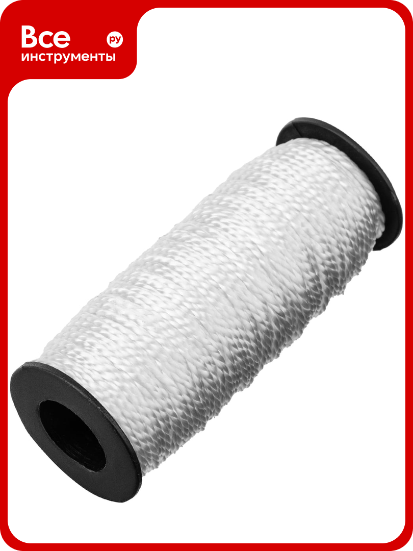 Крученый капроновый шнур 2мм, 50м катушка, 70кгс СИБРТЕХ Россия 93964