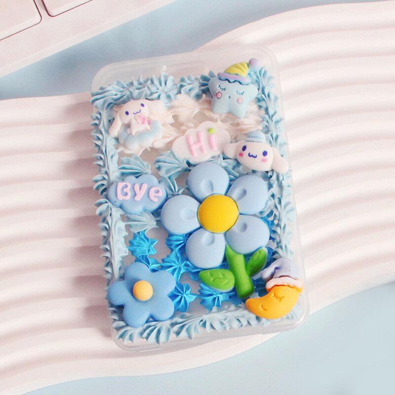 Канцелярская коробка "Blue Flower Cream", для ручек, с пластиковым держателем