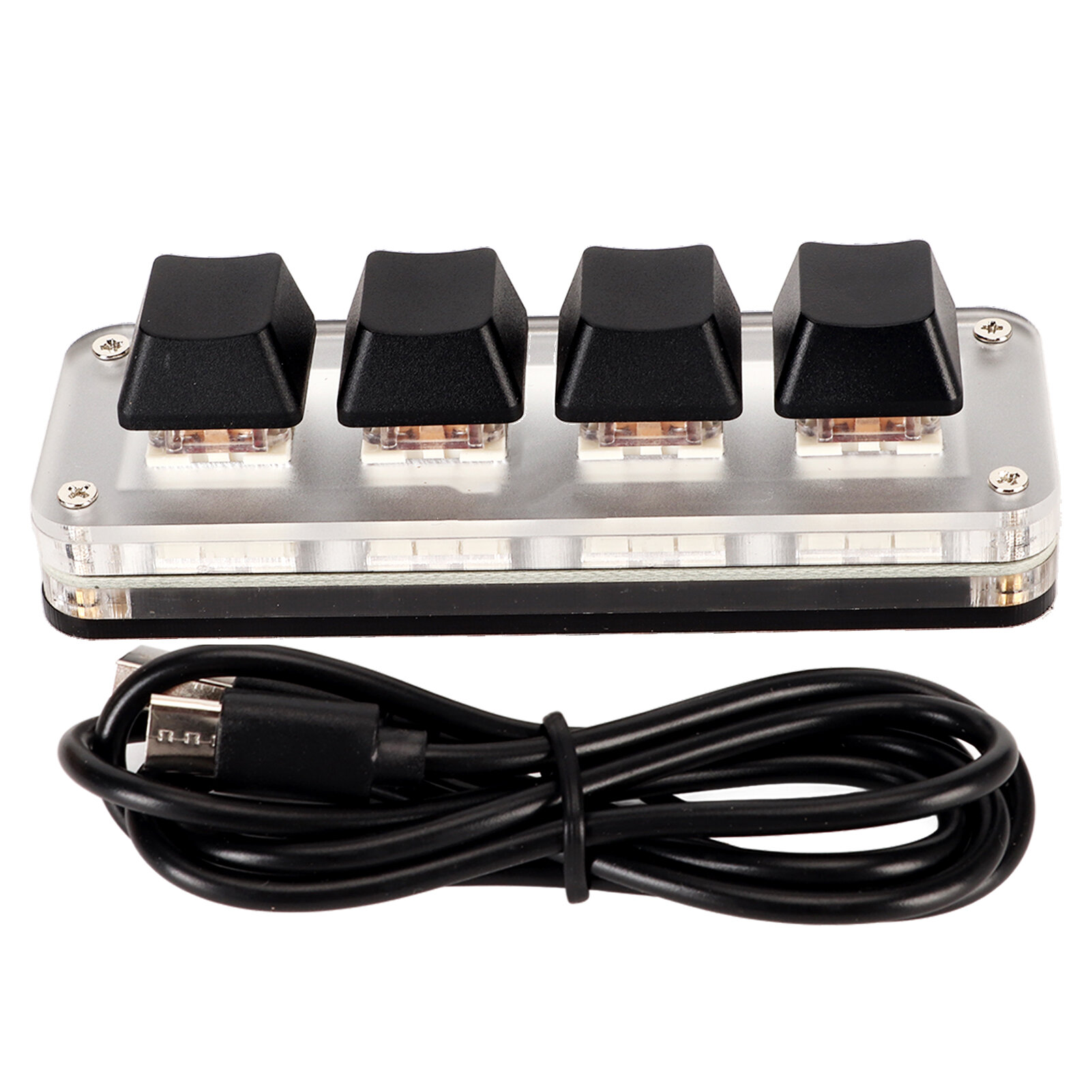 Red Switch Macro Keyboard Plug and Play Ergonomic Customized Knobs USB Mini Keypad for Desktop PC 4 Keys