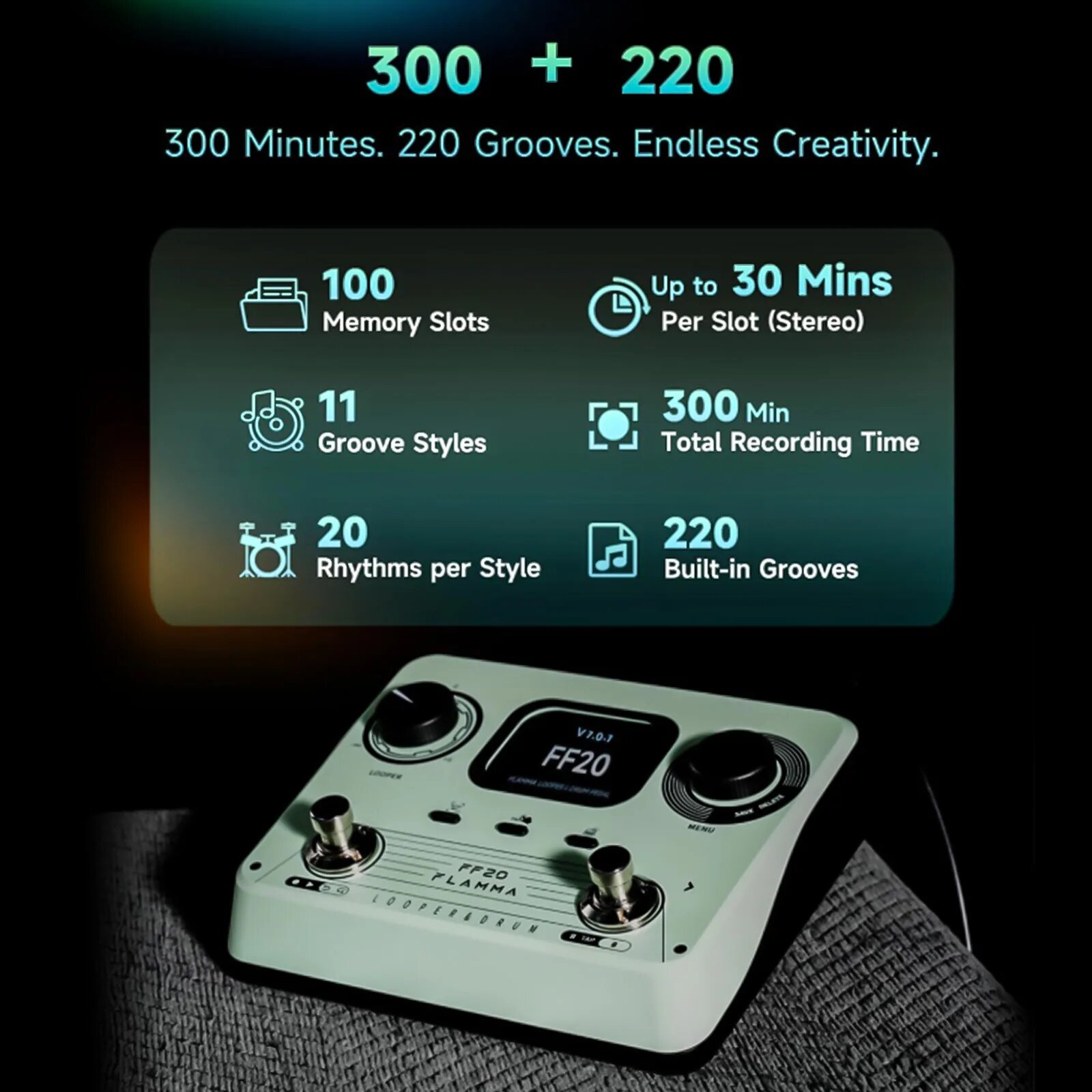 FLAMMA FF20 Looper Педаль для гитары/баса оранжевая EU