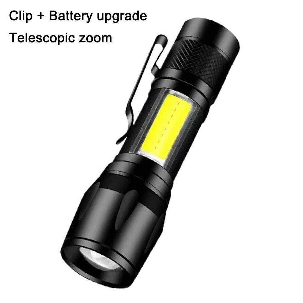 Мини фонарик LED перезаряжаемый USB, алюминиевый водонепроницаемый с зумом COB, портативный карманный фонарь с регулируемым лучом
