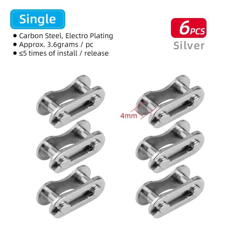 Соединения цепи 6 шт. Silver, Single S