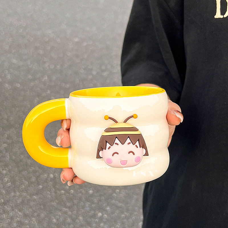 Керамическая магнитная кружка Chibi Maruko, милая молочная кружка, офисная кофейная кружка, домашняя креативная кружка для воды