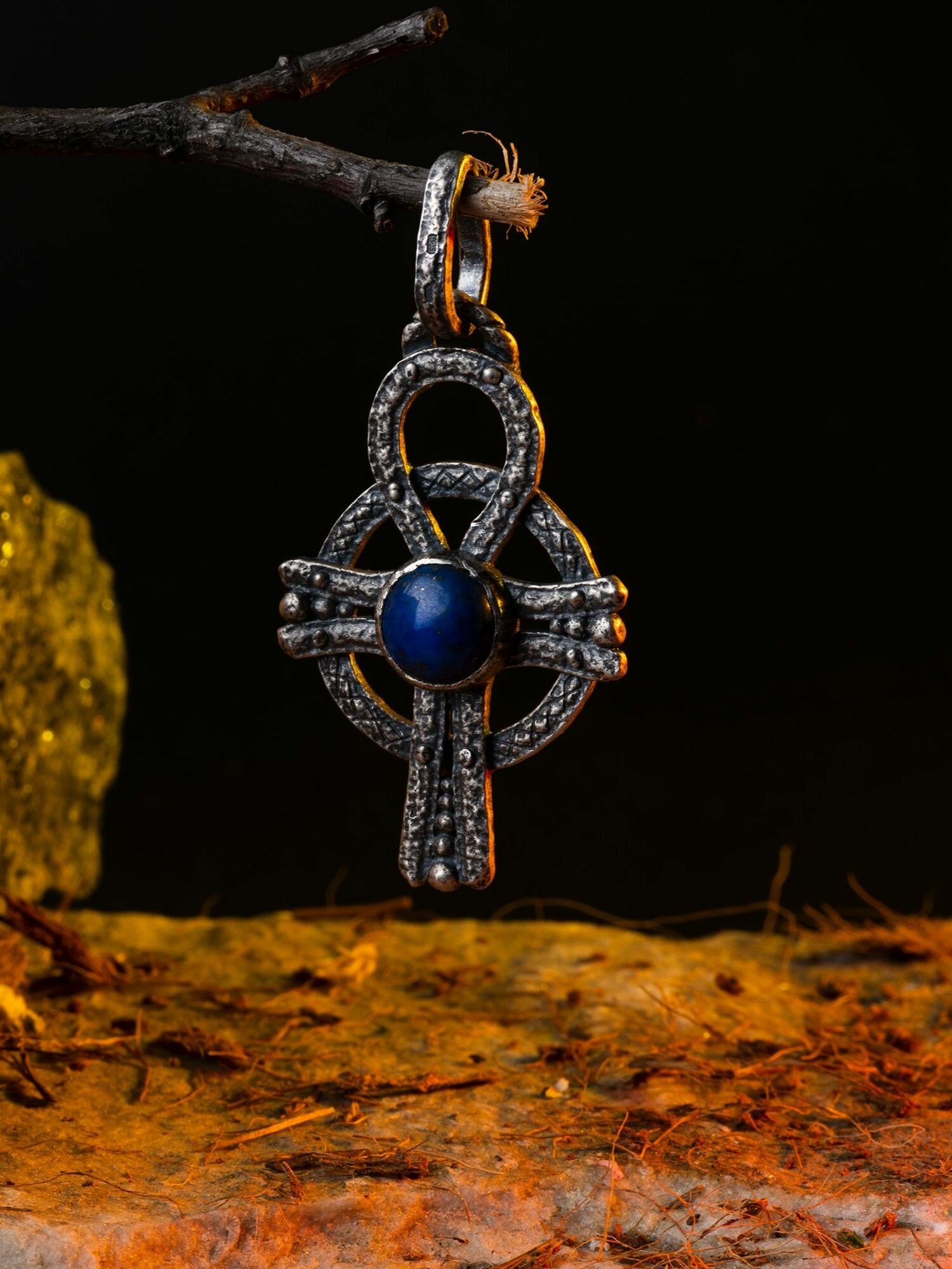 Подвеска, серебро, 925 проба, родирование, лазурит