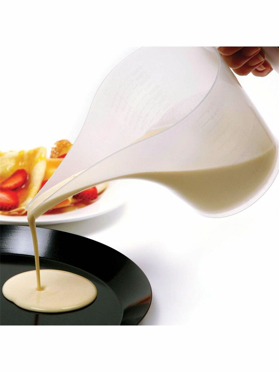 Прозрачный мерный кувшин-воронка емкостью 1000 мл с носиком для приготовления пищи, выпечки, варенья, теста, сиропа