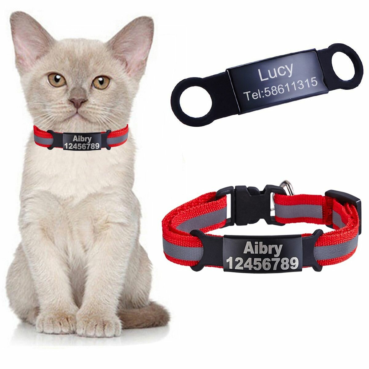 Светоотражающий ошейник с Гравировкой для собак И Кошек 20-32 См