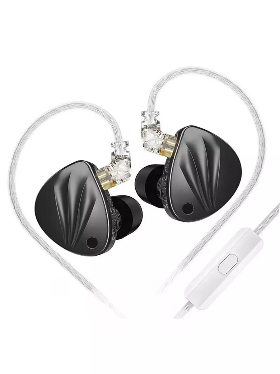 Проводные наушники KZ Krila Black, с микрофоном, гибридные IEM