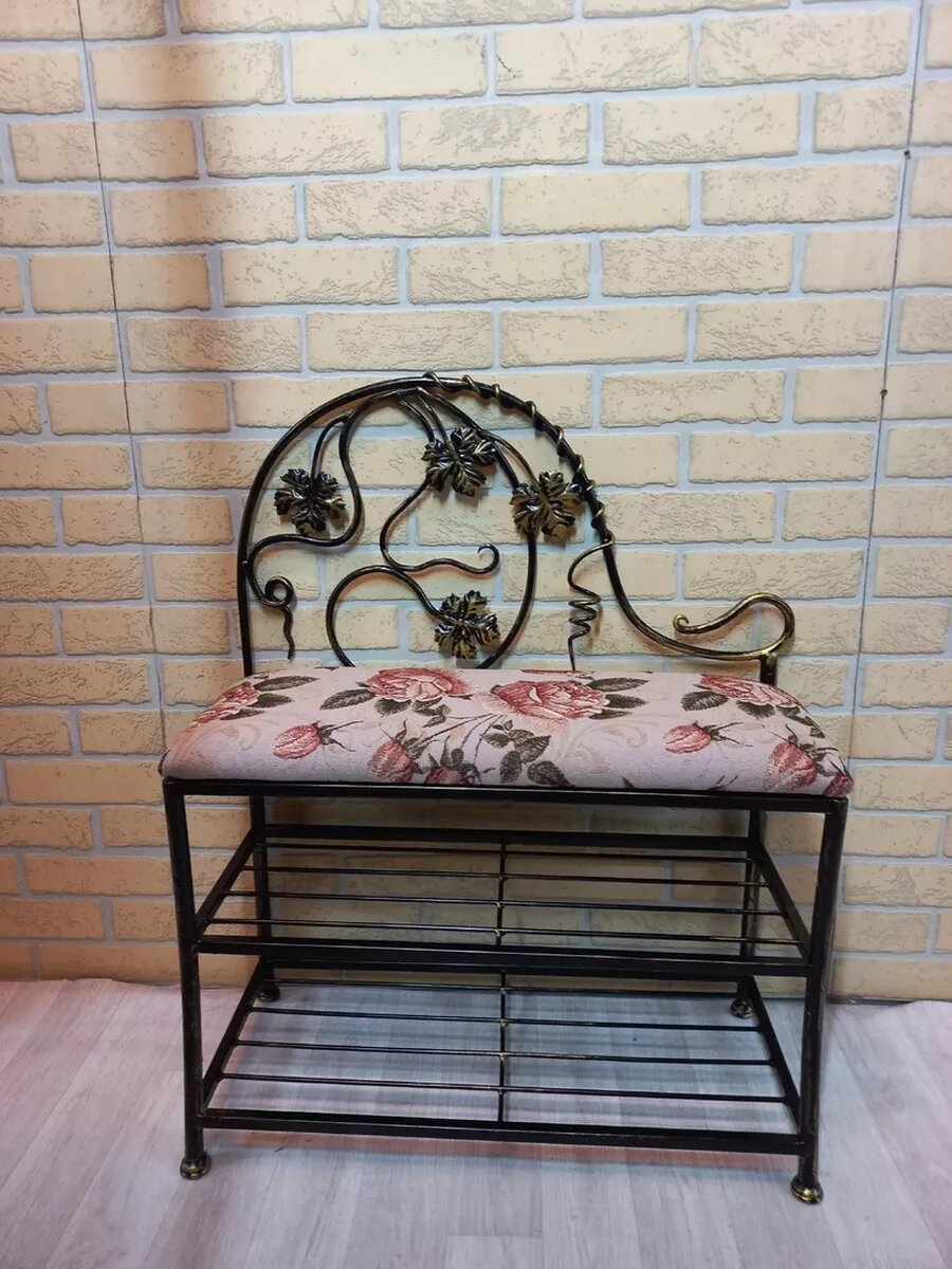 Кованая банкетка №16, Студия кованой мебели Нива, цвет светло-коричневый