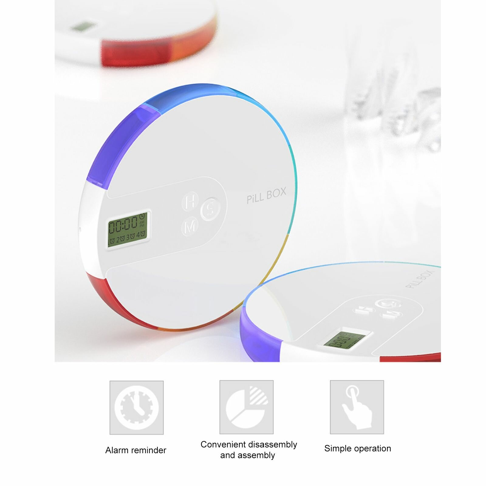 Электронная таблетница с умным напоминанием, портативная, 7 секций, таймер, 4 будильника, водонепроницаемый, пищевой пластик