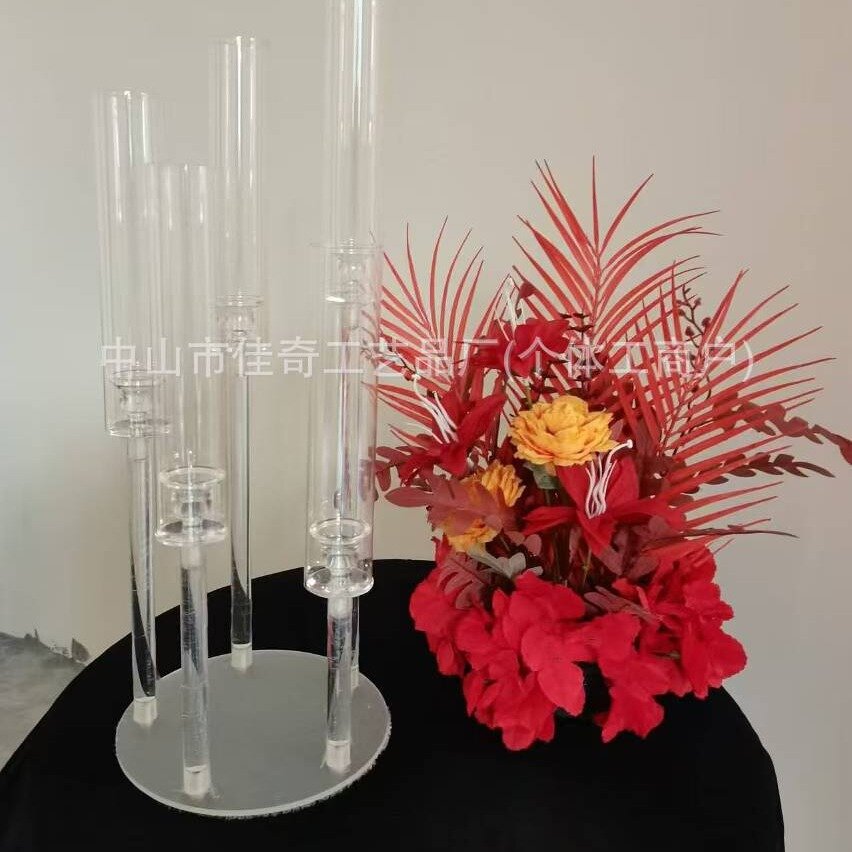 Подсвечник, для свадебной сцены, 5 головок, прозрачный, акриловый