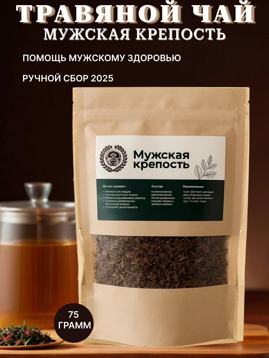 Чай травяной рассыпной "Мужская крепость" для повышения энергии, от стресса