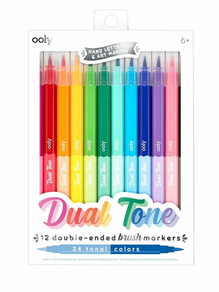 OOLY набор двусторонних цветных фломастеров 12 цветов 24 оттенка для творчества