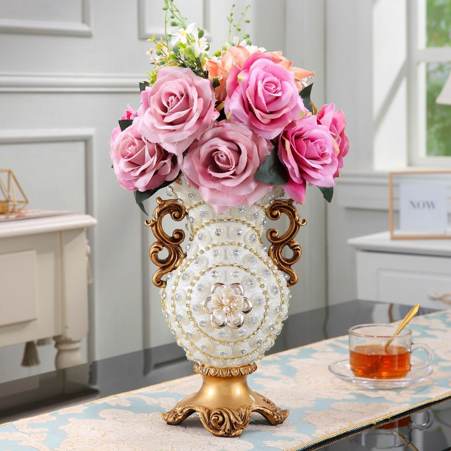 Ваза"Дикая роза", овальная, мытье в , эпоксидная смола, Без цветов