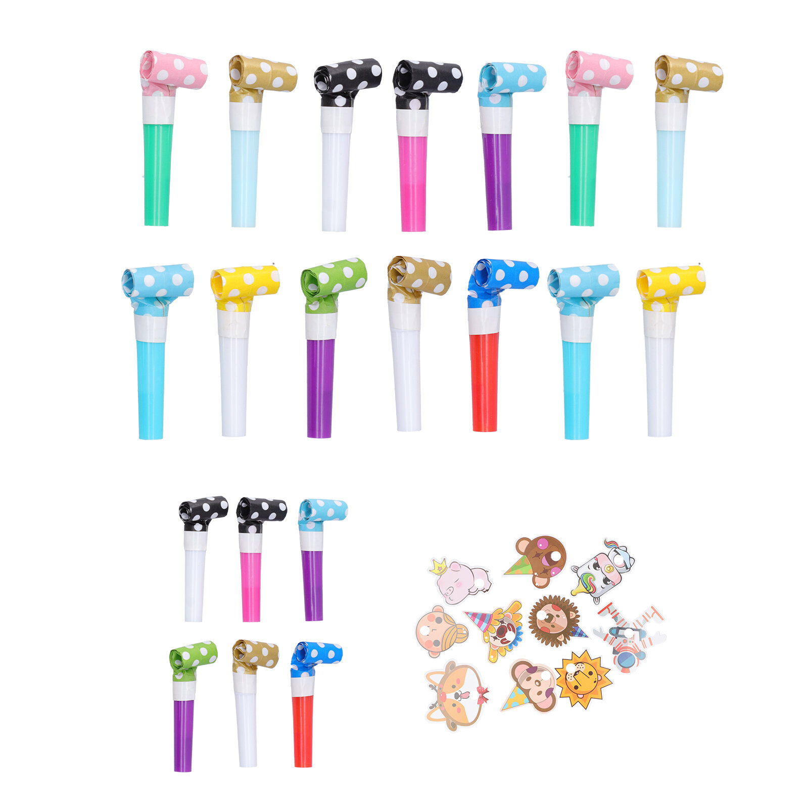 20 Set Party Blowers Cartoon Красочный день рождения производители шума выдут рога свистки выдут