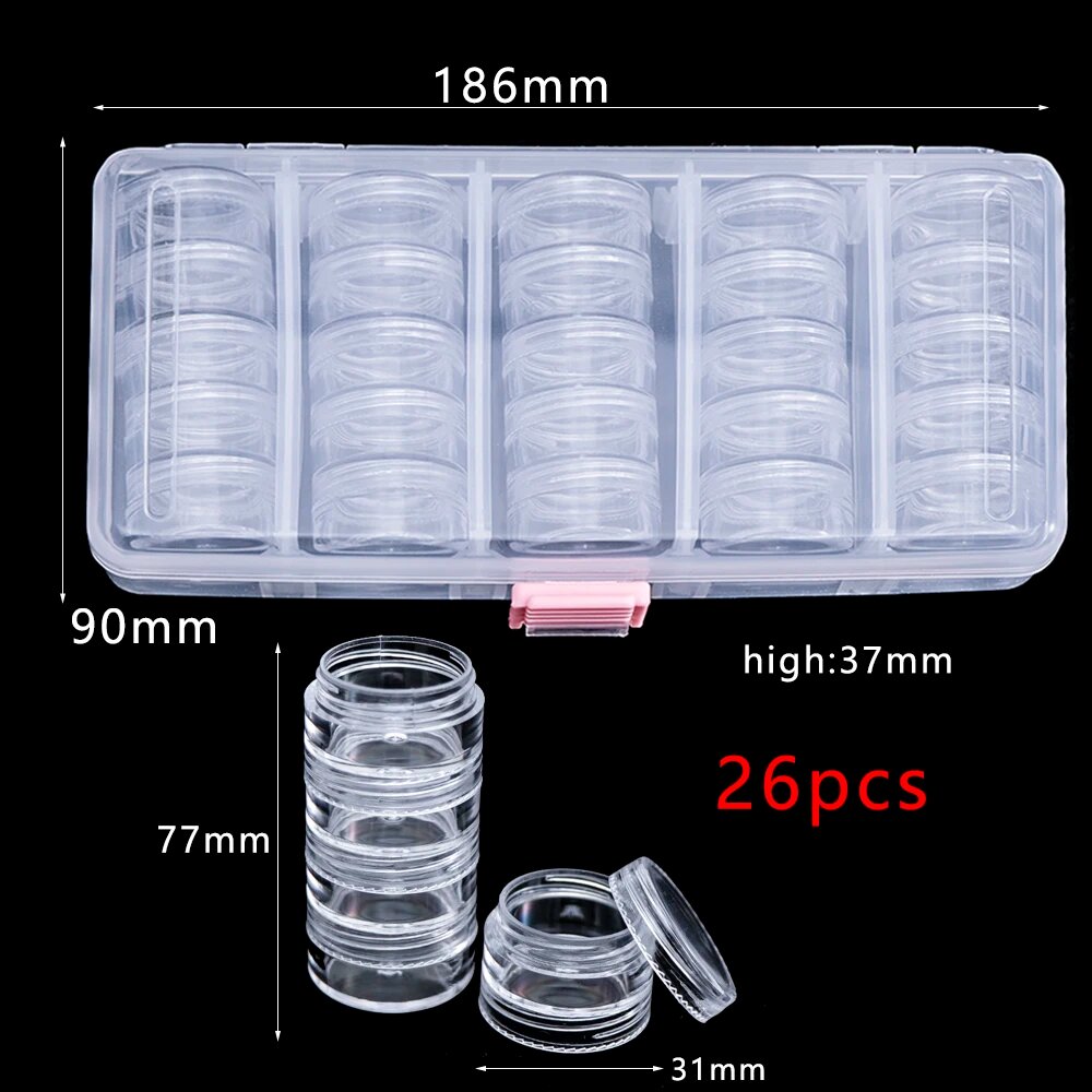 Прозрачный пластиковый контейнер для хранения страз