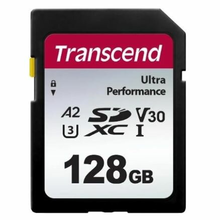 Карта памяти Transcend 340S 128 ГБ (TS128GSDC340S) - SDXC, UHS-I U3, V30, чтение - 160 Мбайт/сек, запись - 90 Мбайт/сек