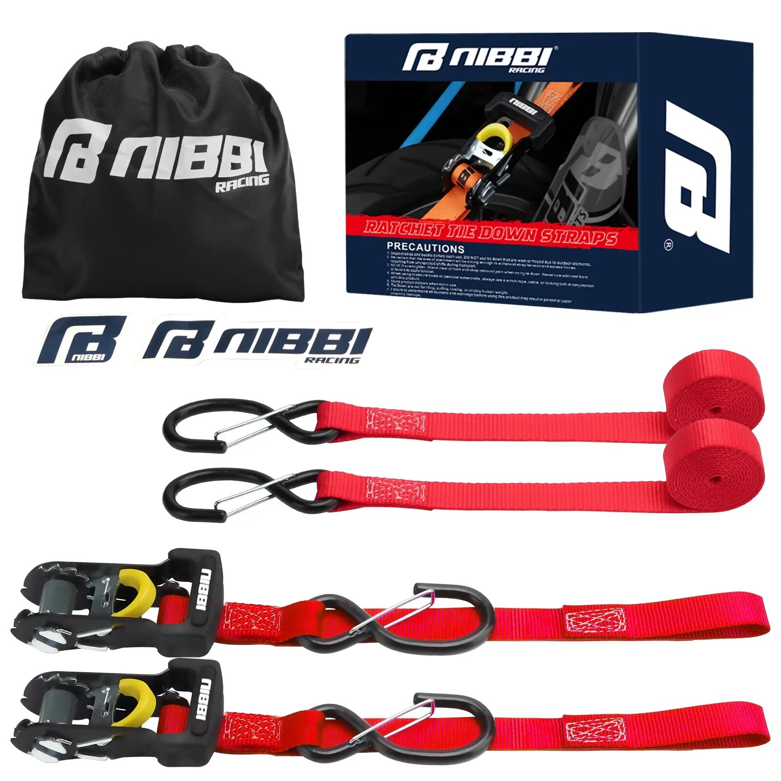 NIBBI 2 комплекта, металлический затягиватель ремня с храповым механизмом, грузовые ремни для автомобиля, мотоцикла, велосипеда, 5 метров, багажные ремни, бандажная лента, 2Sets red