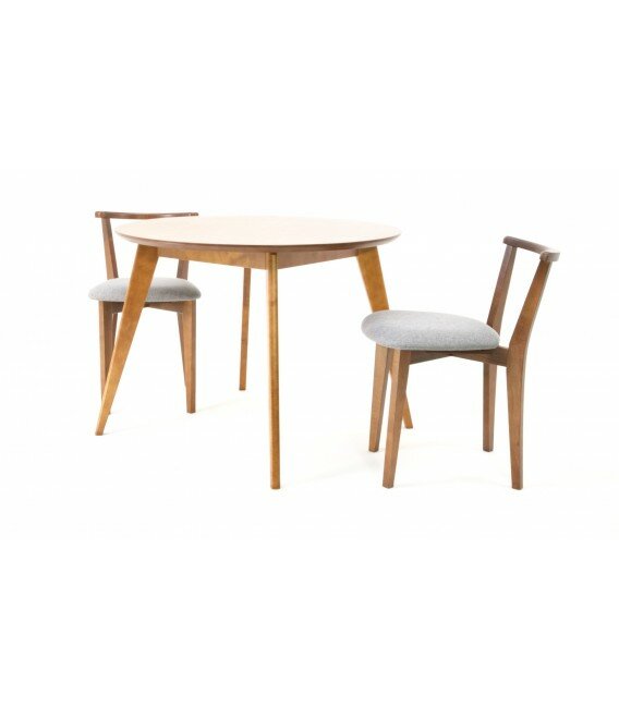 Стол Сканди К 100 орех со стульями Франк орех рогожка серый