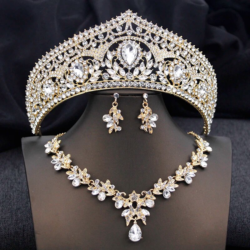 Cenmon корона с кристаллами для волос Gold White