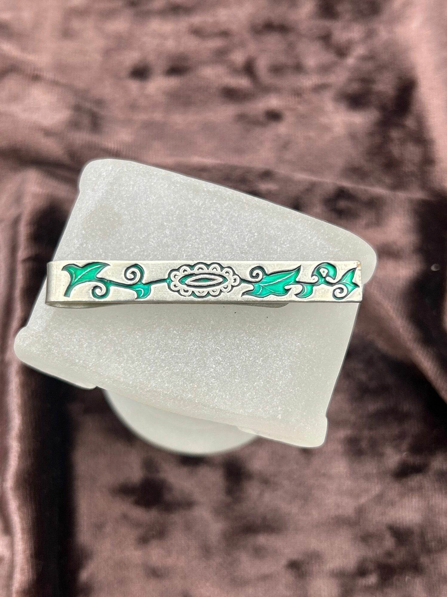 Винтажный позолоченный зажим для галстука, эмаль, клеймо