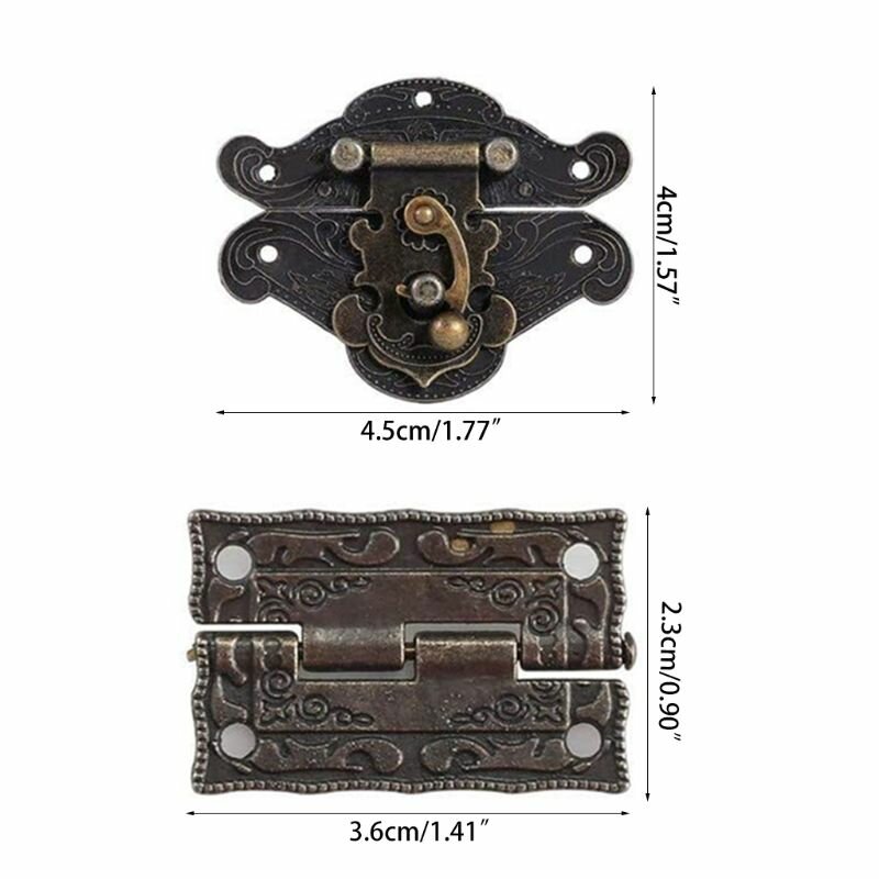 2 шт. античные бронзовые засовы для декоративной деревянной шкатулки для драгоценностей с 4 петлями и 28 винтами для хранения