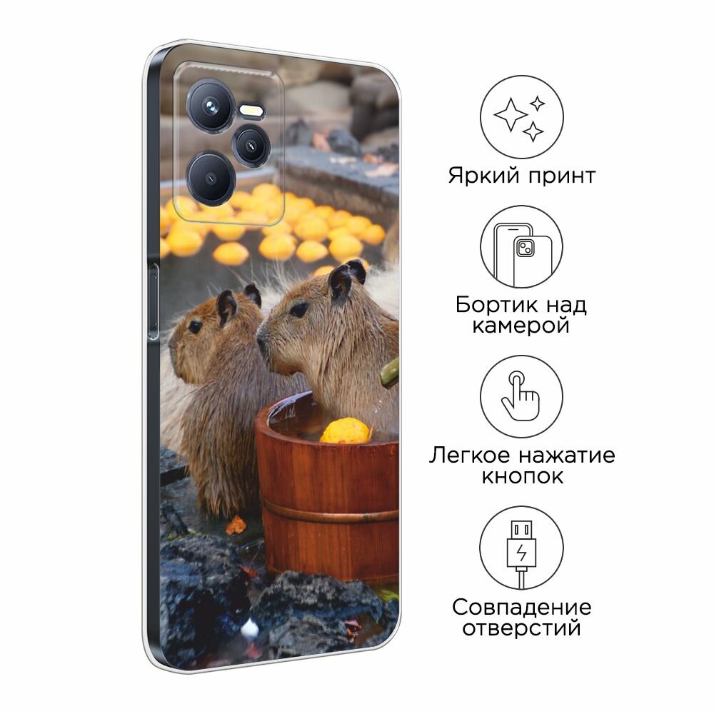 Чехол на Realme C35 / Реалми C35 с принтом "Капибары отмокают" — фото 1
