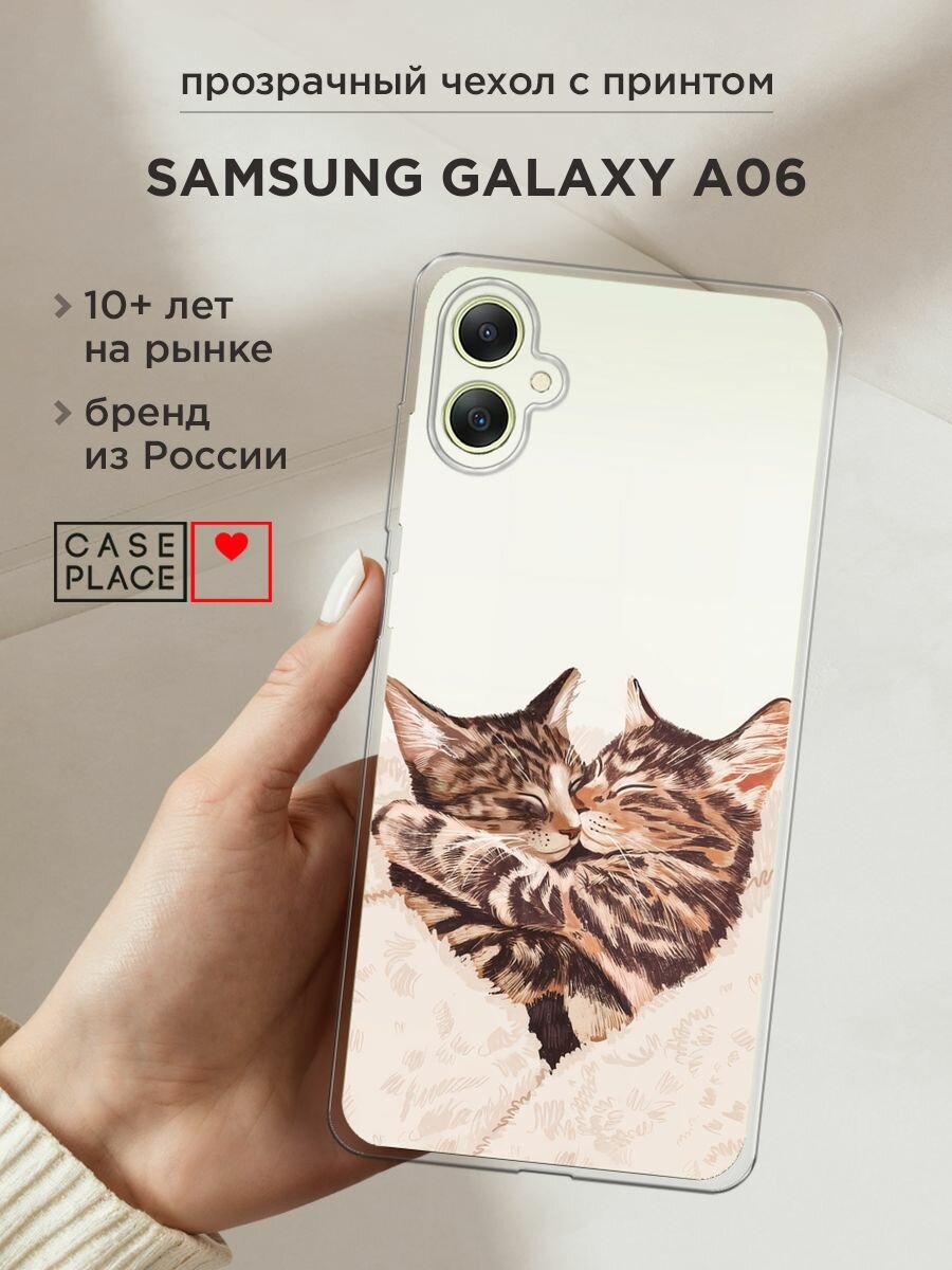 Чехол на Samsung Galaxy A06 / Самсунг Галакси А06 с принтом "Влюбленные котейки - 14 февраля"