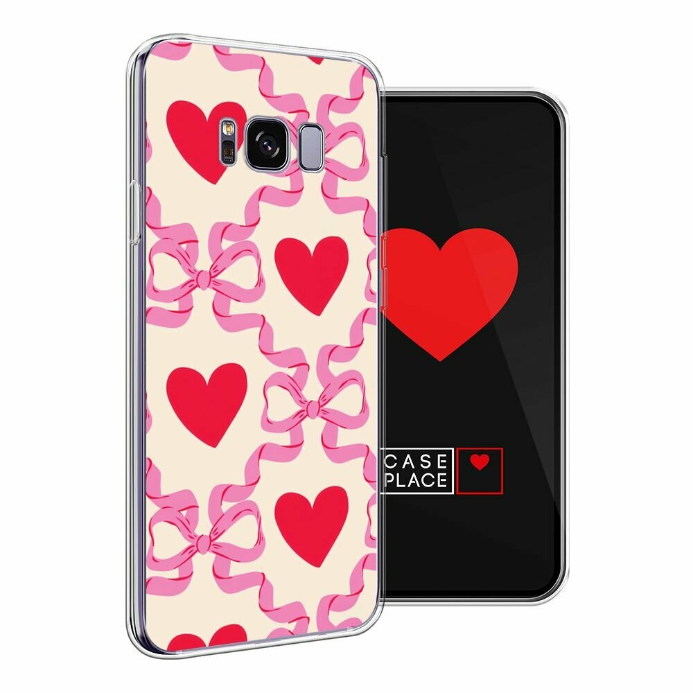 Чехол на Samsung Galaxy S8 + / Самсунг Галакси С8 Плюс с принтом "Hearts and ribbons 1 - 14 февраля" — фото 1
