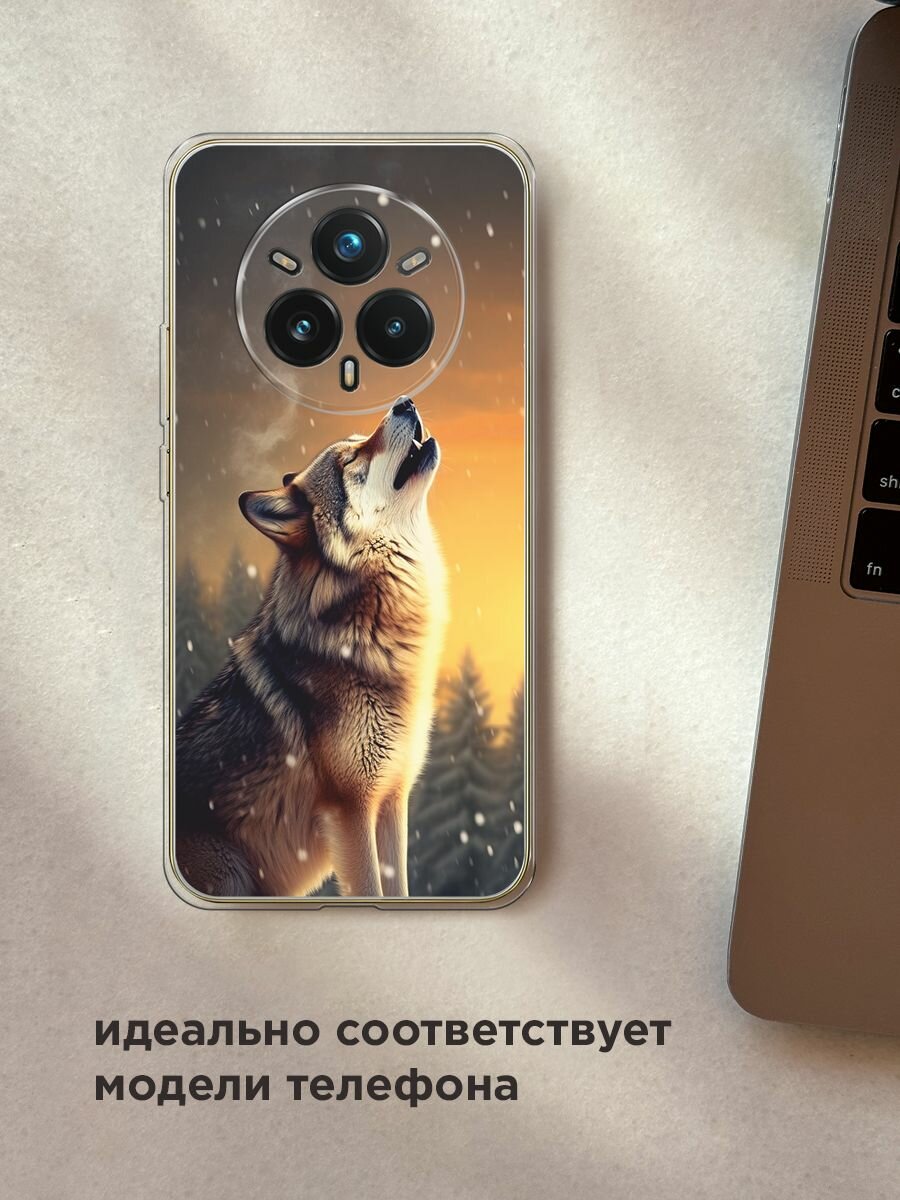 Чехол на Realme 14 Pro+ / Реалми 14 Про+ с принтом "Воющий волк" — фото 1