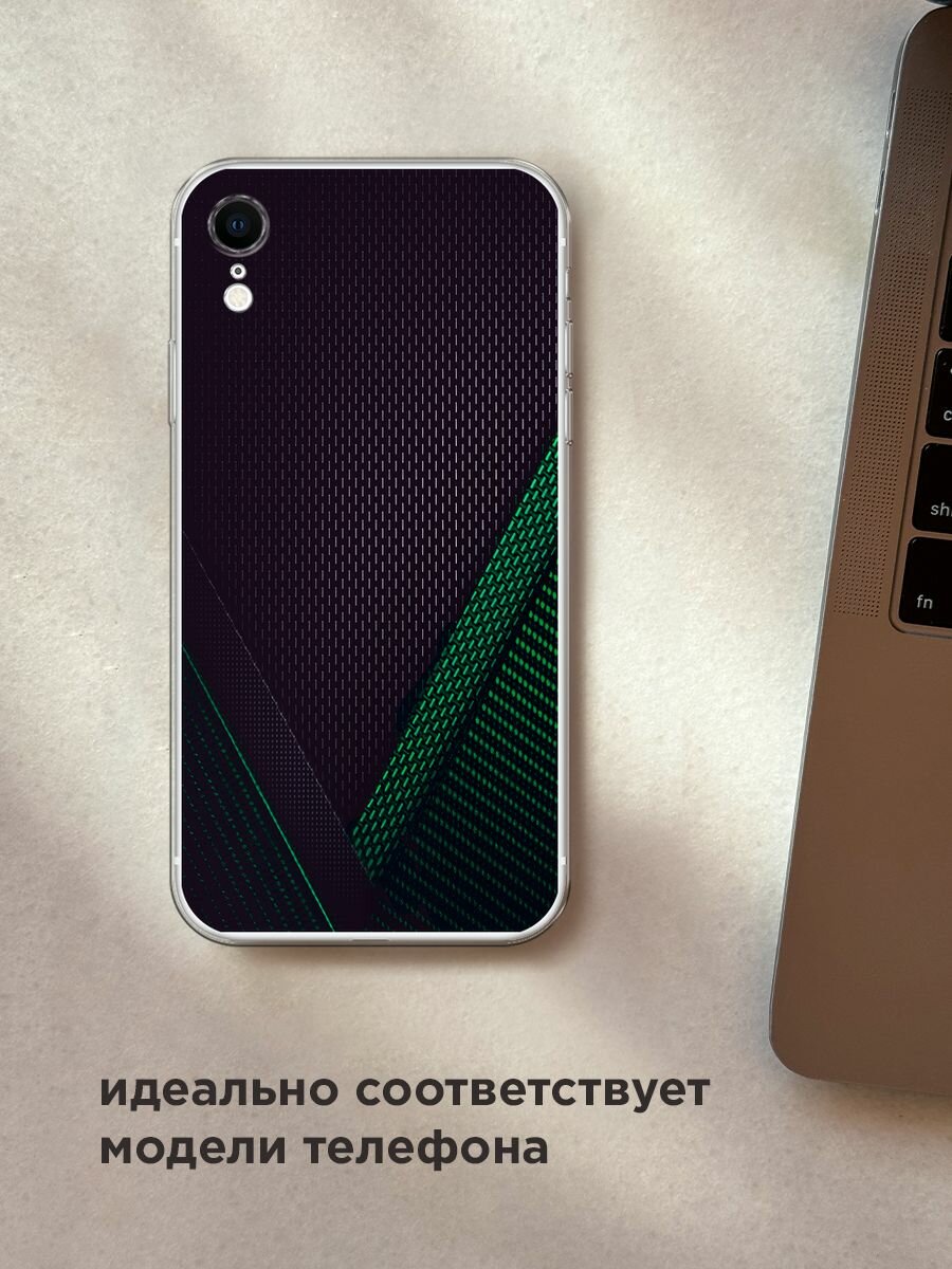 Чехол на Apple iPhone XR / Айфон XR с принтом "Зеленый карбон" — фото 1