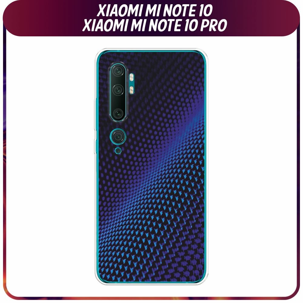 Чехол на Xiaomi Mi Note 10/Mi Note 10 Pro / Сяоми Ми Нот 10/Ми Нот 10 Про с принтом "Синий карбон"