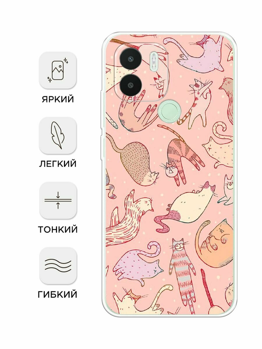 Чехол на Xiaomi Redmi A1+/Redmi A2+/Poco C51/C50 / Редми A1+ с принтом "Розовое счастье" — фото 1