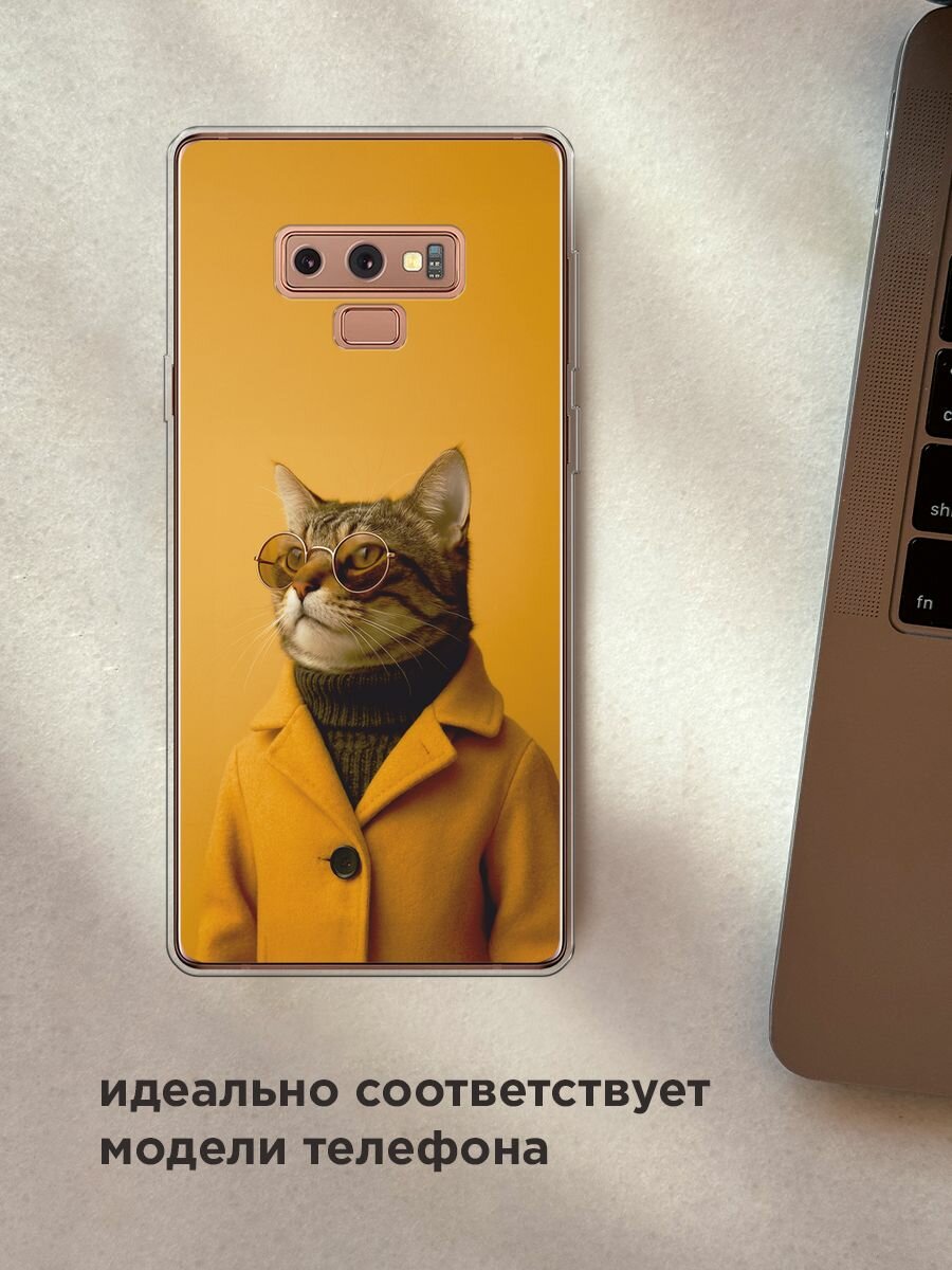 Чехол на Samsung Galaxy Note 9 / Самсунг Галакси Нот 9 с принтом "Деловой кот в пальто" — фото 1