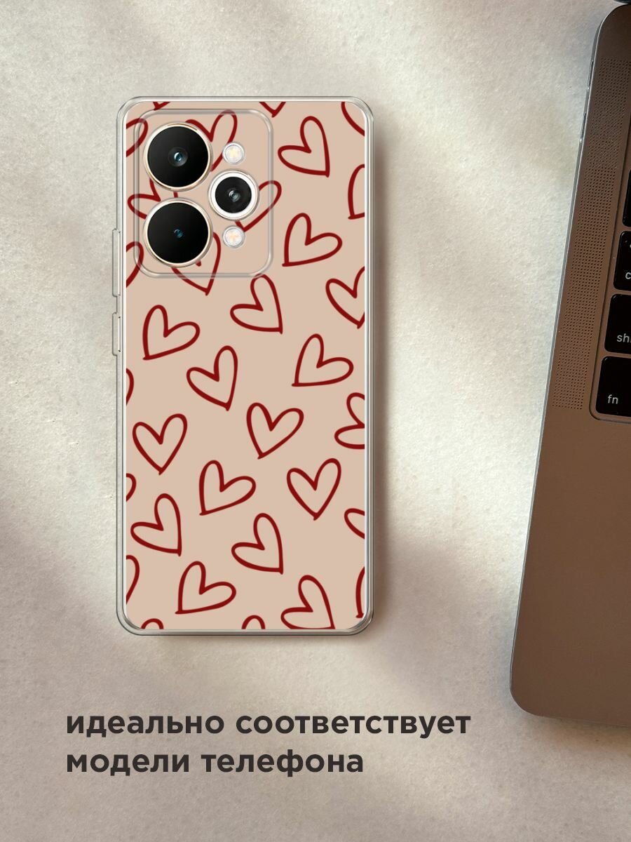 Чехол на Realme 15 Pro / Реалми 15 Про с принтом "Little hearts doodles 1 - 14 февраля" — фото 1